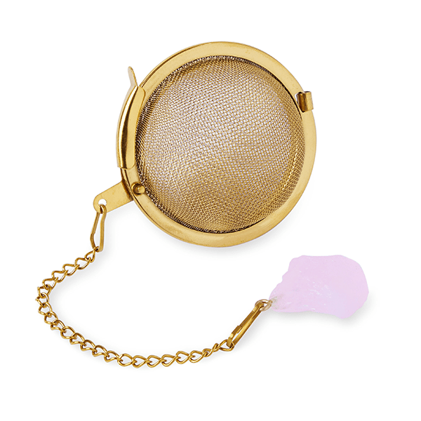 *New Crystal Tea Ball Infuser on Chain (Rose Quartz) - Tea Lovers