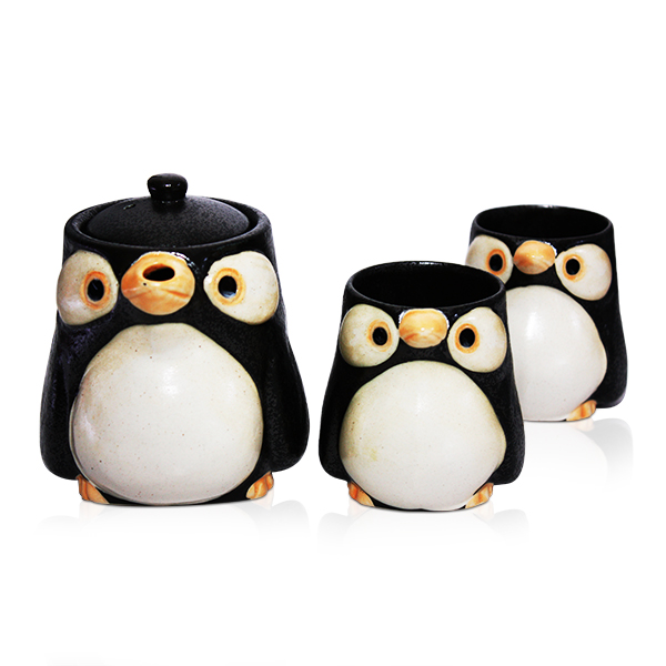 Penguin Black Teapot 2 Cup Set - Tea Lovers